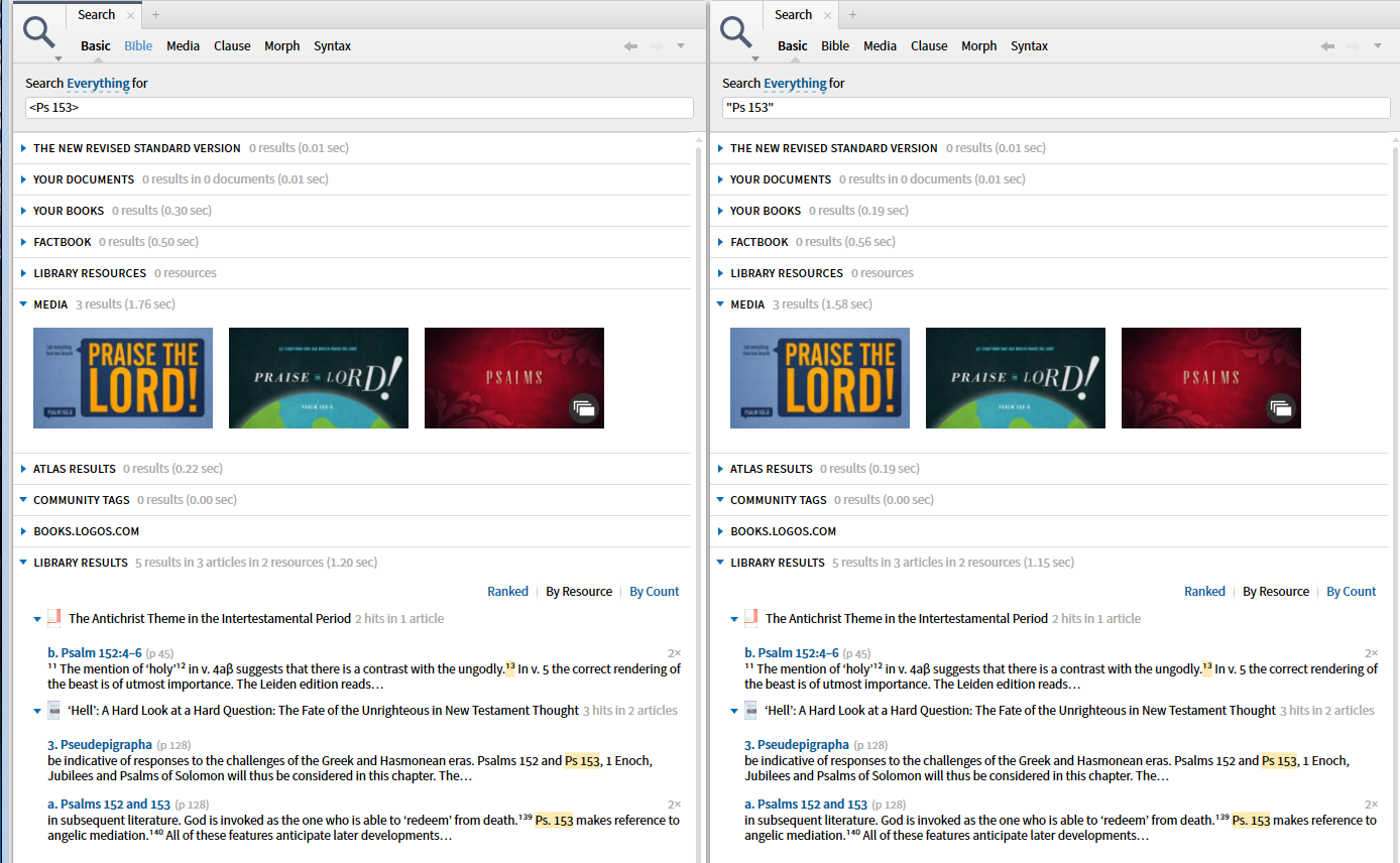 BUG: False positives in Everything Search AND false negatives if I change the search further ...